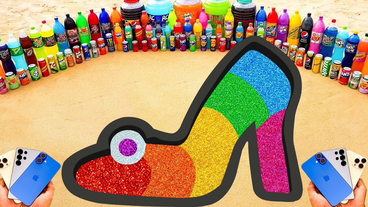EXPERIMENT COCA 👍 How To Make Rainbow High Heel From Glitter Slime ...