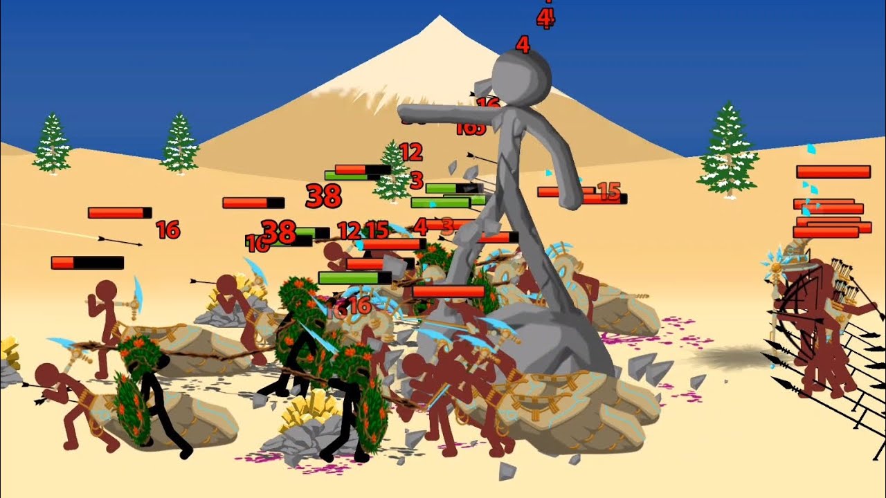 Stick War Legacy gameplay blue and yellow guys vs black and green guys ...