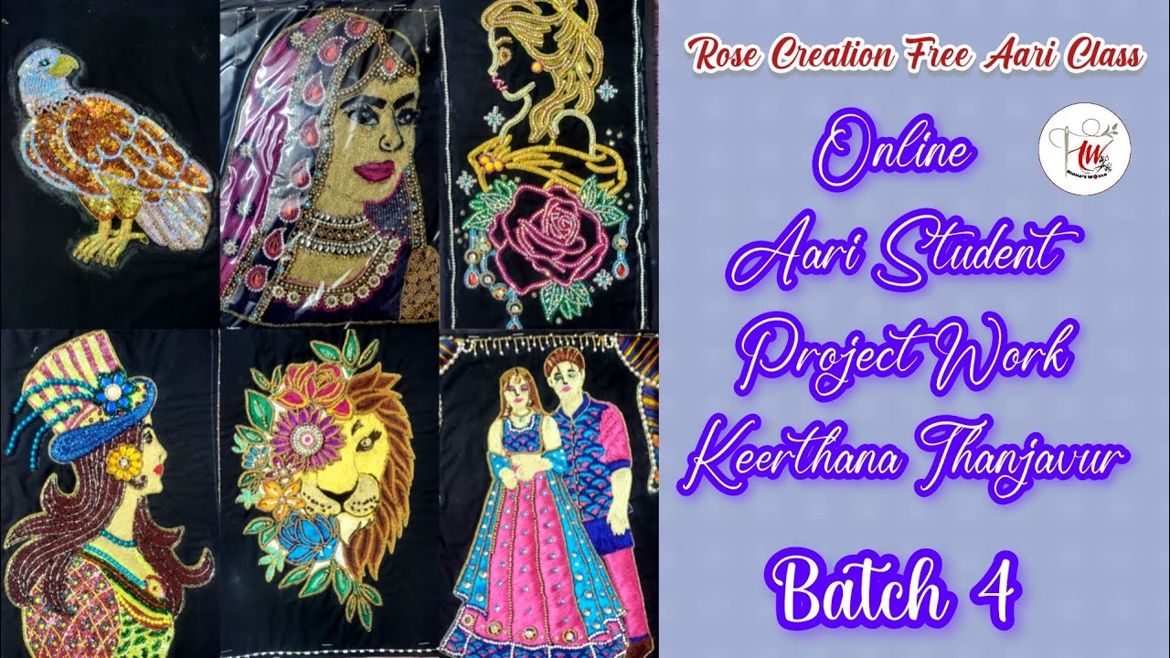 Begginer Student Online Aari Project😍|Keerthana Thanjavur - Best Student Nominee |Rose Creation ...