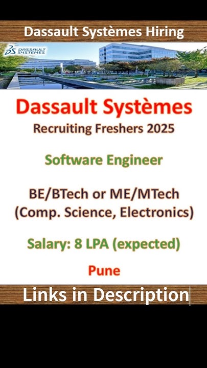 Dassault Systèmes Hiring Freshers 2025 | Software Engineer | Pune | IT Jobs | Fresher Jobs - YouTube