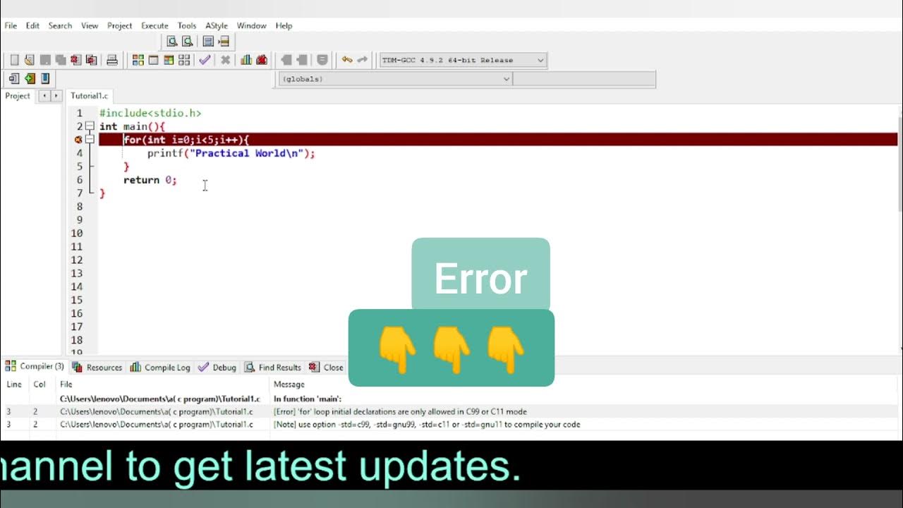 Error For Loop Initial Declarations Are Only Allowed In C99 Or C11 Mode Youtube
