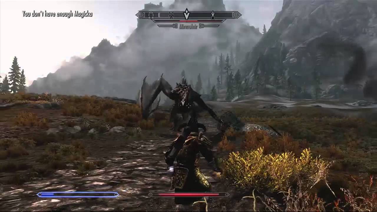 Elder Scrolls V: Skyrim (My First Dragon Fight) - YouTube
