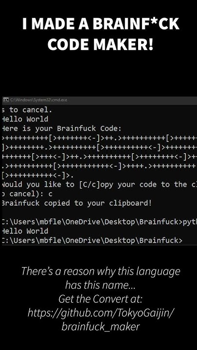 I Wrote a Brainf*ck Code Creator - YouTube