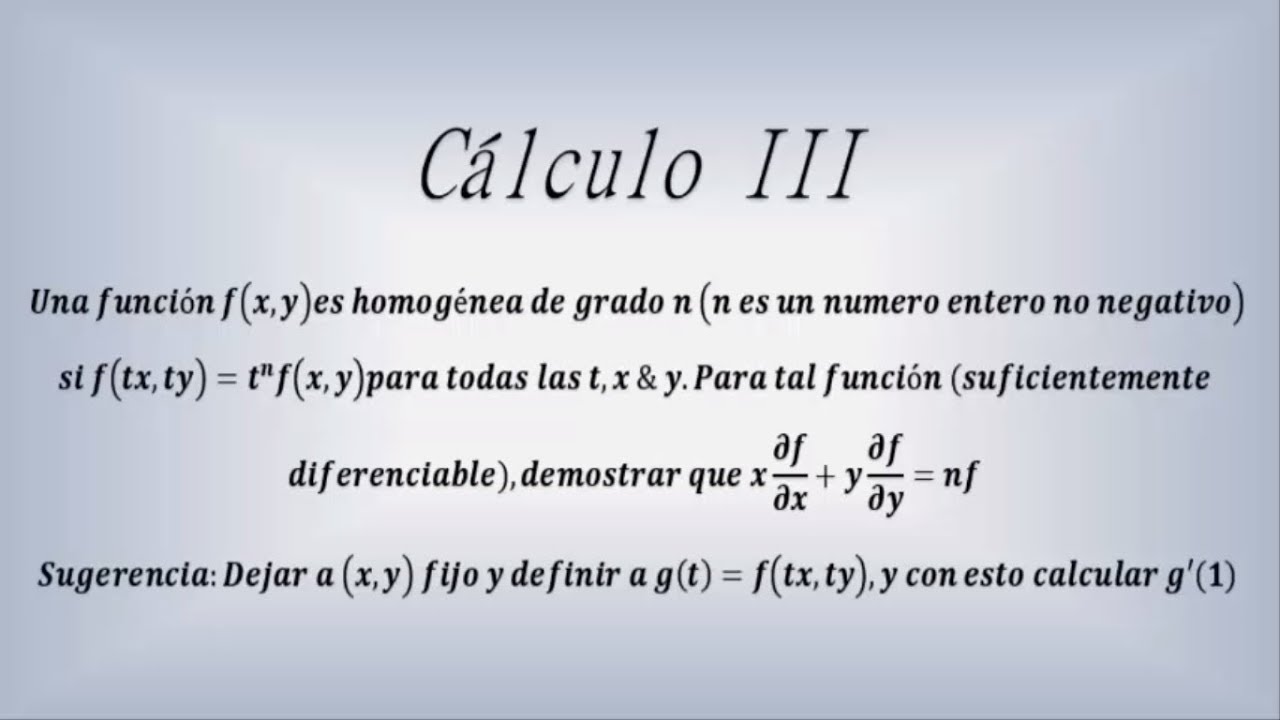 Demostración de una propiedad en una función homogénea. - YouTube