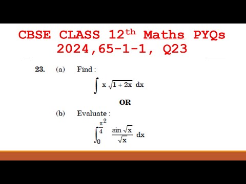 Class 12 Math | Answer Key 2024 | CBSE Board PYQ 2024 | 65-1-1 Set 1 ...