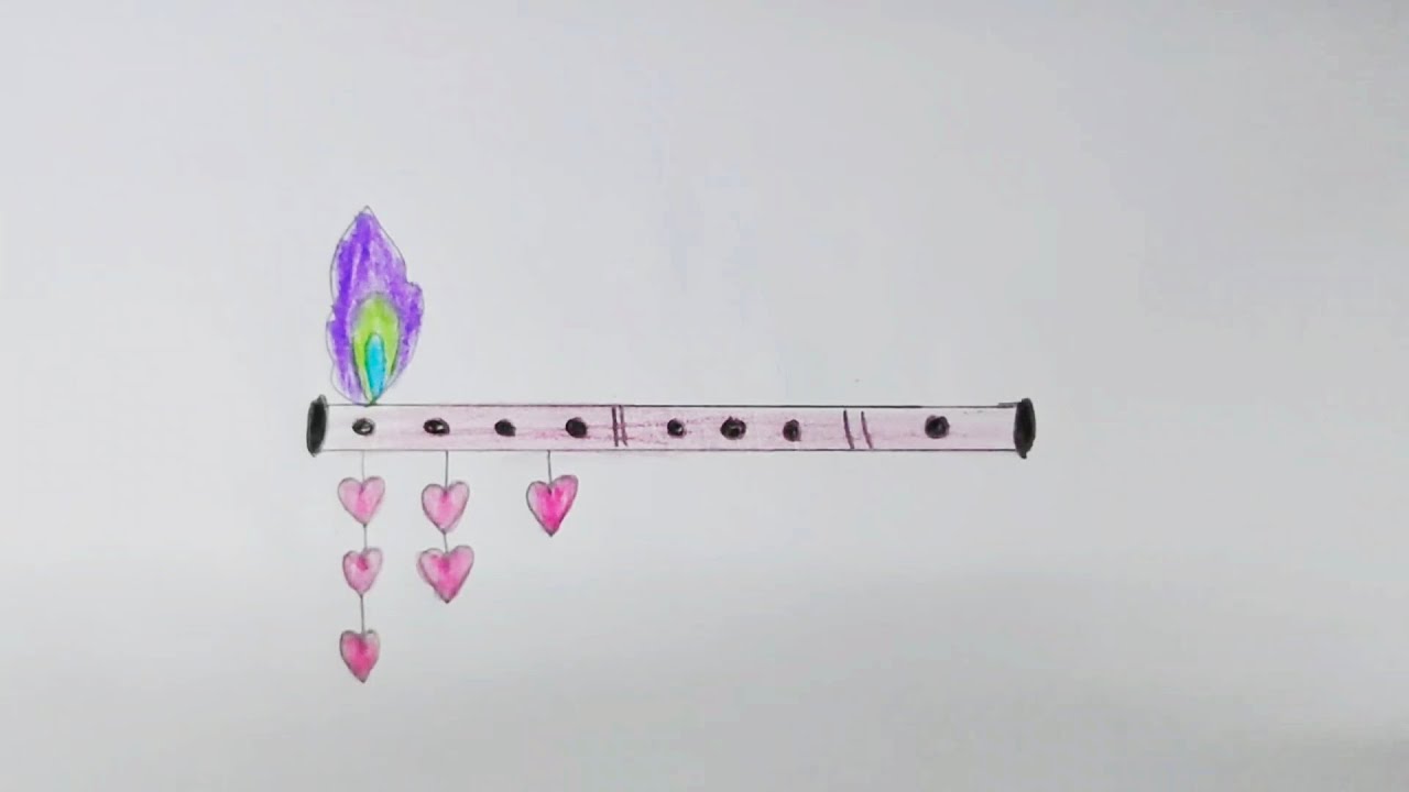 How to draw flute drawing - YouTube