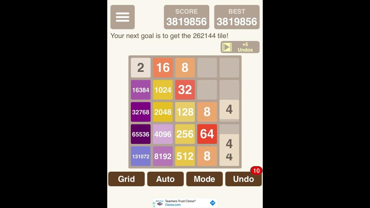 5x5 2048: 262144 tile achieved - YouTube