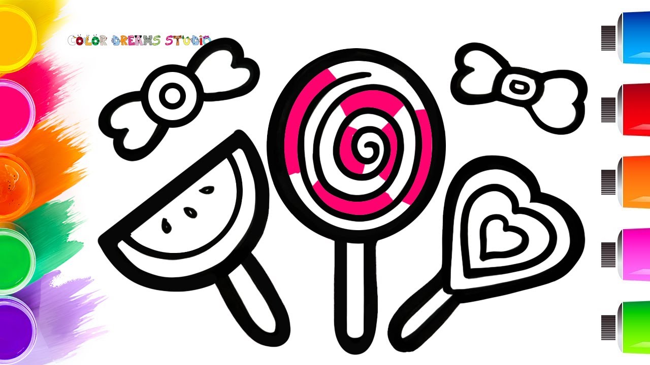 🍭How to Draw Delicious Candy & Fruit Lollipops | Easy Drawing | Step By ...