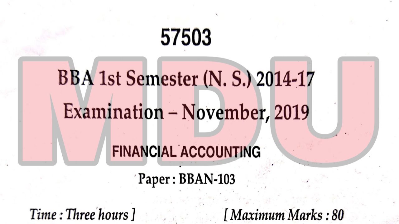 BBA first semester financial accounting question paper November 2019 ...
