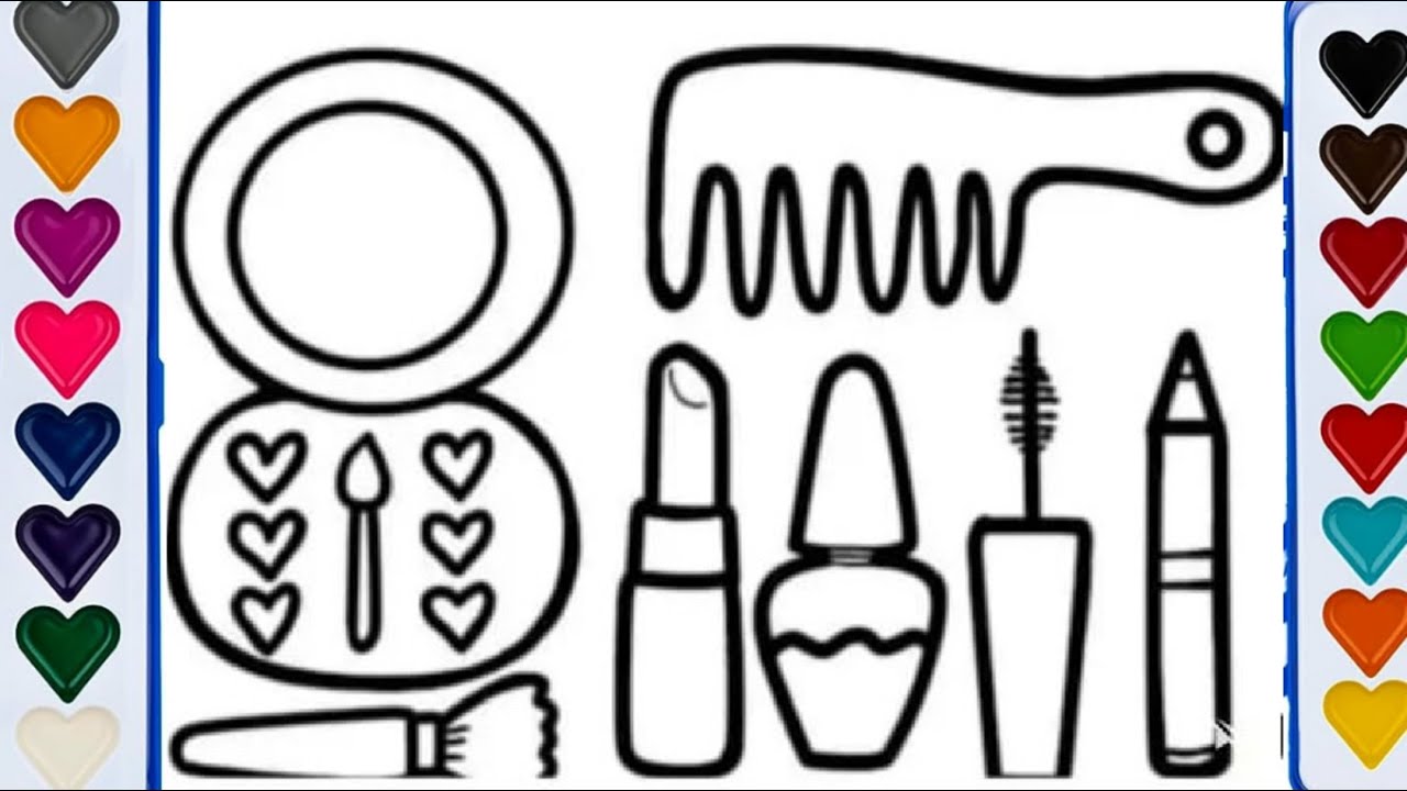 how to draw makeup set cartoon Drawing Easy Coloring for kids Toddlers ...