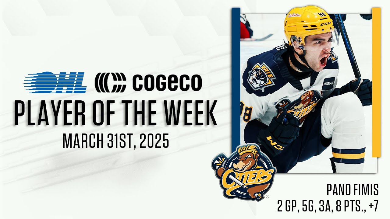 Otters' Pano Fimis named Cogeco OHL Player of the Week - YouTube
