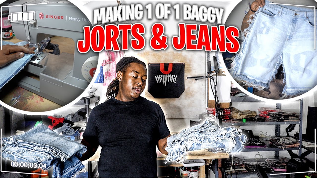 How I De, Vinci make Baggy Flared Jorts & Jeans. - YouTube