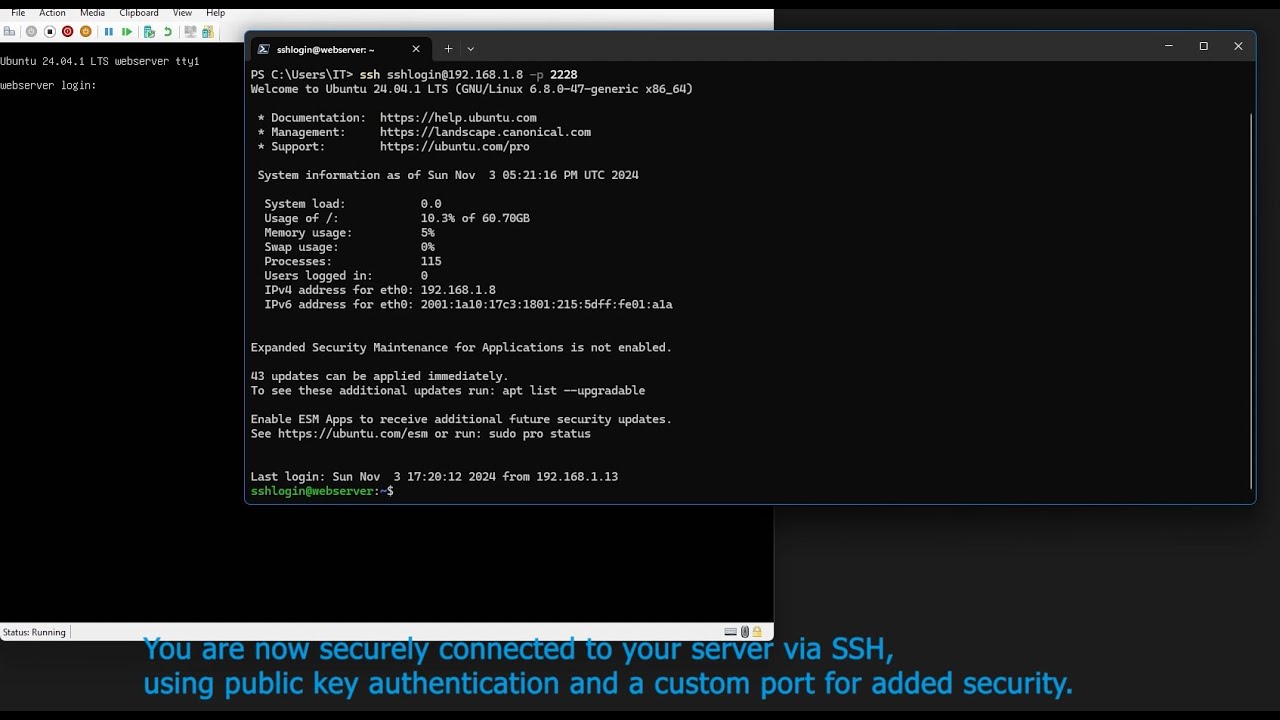 How To Configure A Password Less And Secure Ssh Connection To Your Ubuntu Server Youtube