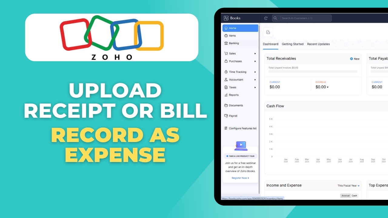 How to Upload Receipt or Bill and Record as Expense in Zoho Books (Full ...