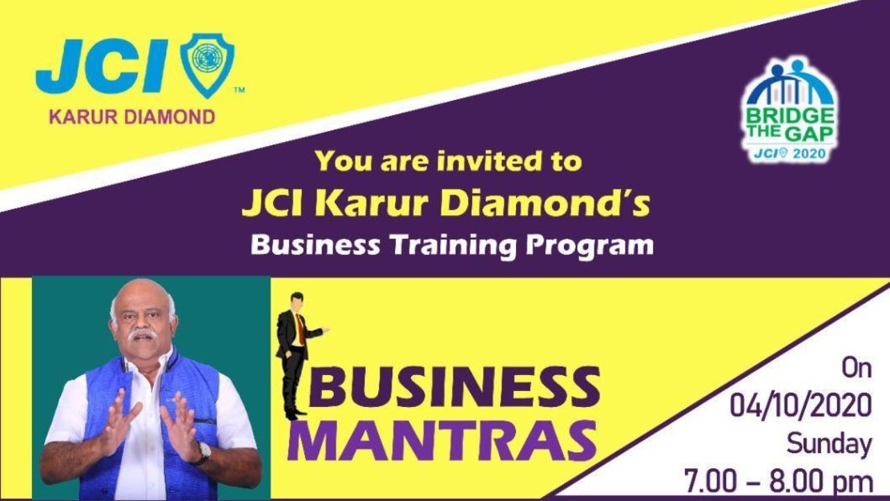 Business Mantra | JCI - Business Training Program | Idhayam Muthu | JCI Karur Diamond - YouTube