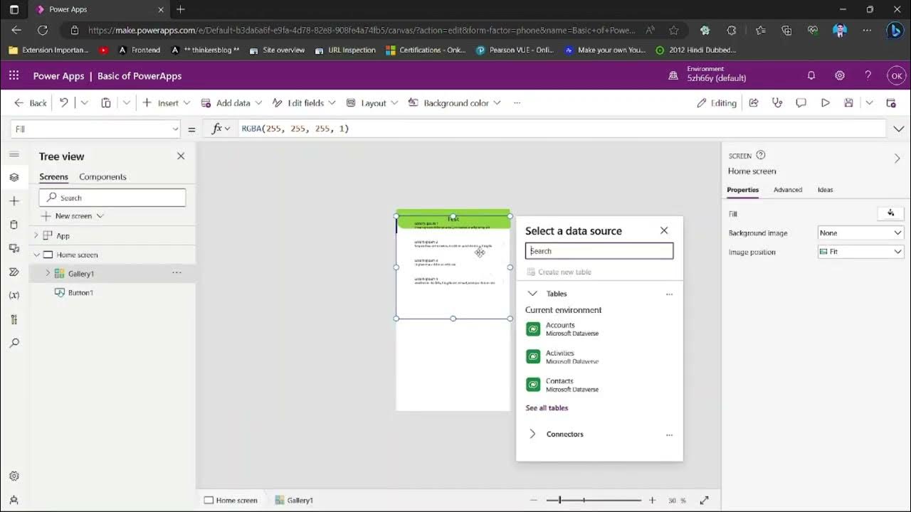 PowerApps Insert Gallery and Attach SharePoint Datasouece - YouTube