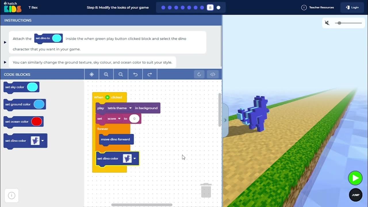 T-Rex - Hour of Code - Step 8 Walkthrough - YouTube