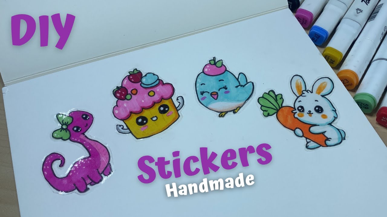 Handmade Stickers || Cute Stickers || DIY crafts || Colorful drawing ...