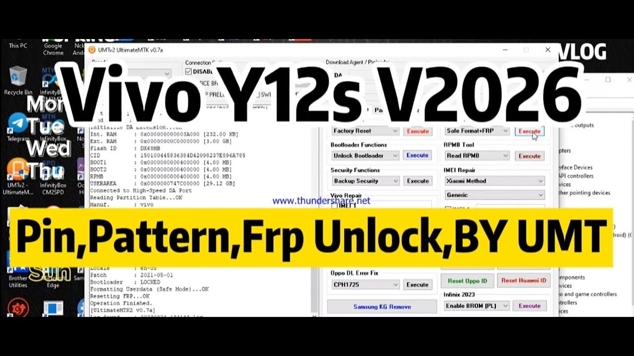 Vivo Y12S V2026 PD2036 Pattern, Pin, FRP Unlock UMT MTK - YouTube