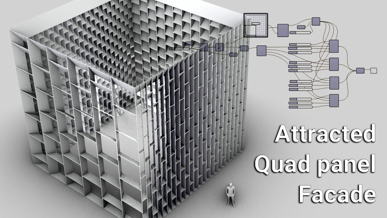 attracted quad panel facade - Rhino Grasshopper parametric tutorial ...