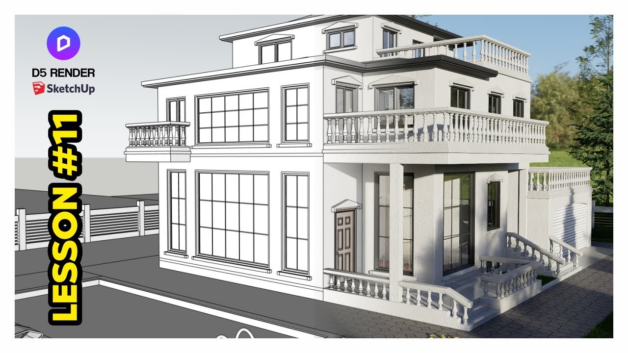 3D Villa Modeling Tutorial #11 - Landscape and Rendering with D5 Render ...