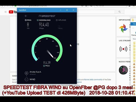 SPEEDTEST FIBRA FTTH 1Gigabit Wind Infostrada OpenFiber, dopo 3 mesi, a ...