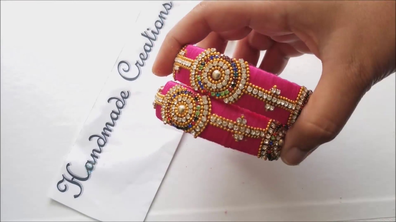 How to make silk thread Bangles at home||Making silk thread designer ...