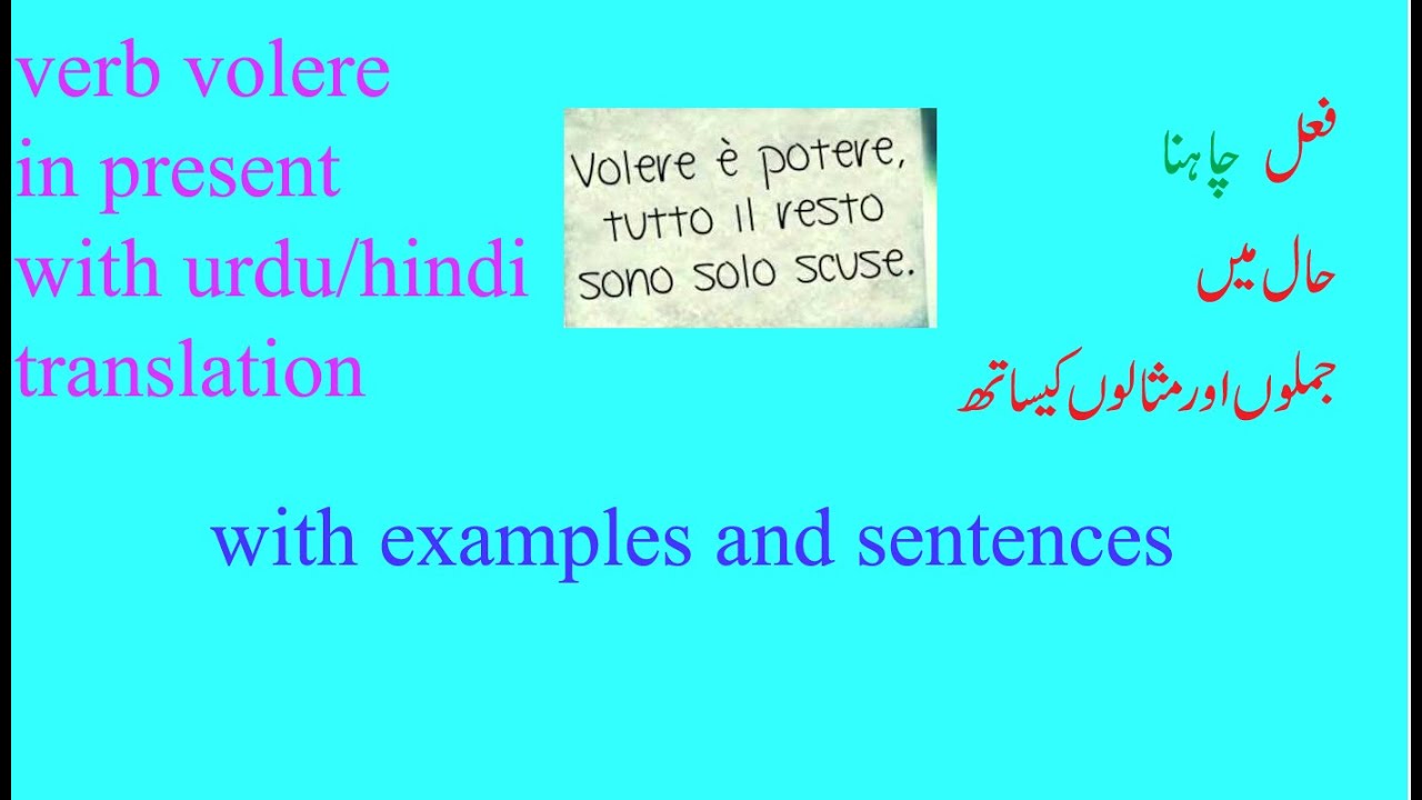 Italian language course in Urdu/Hindi lesson #65 || verb volere in ...
