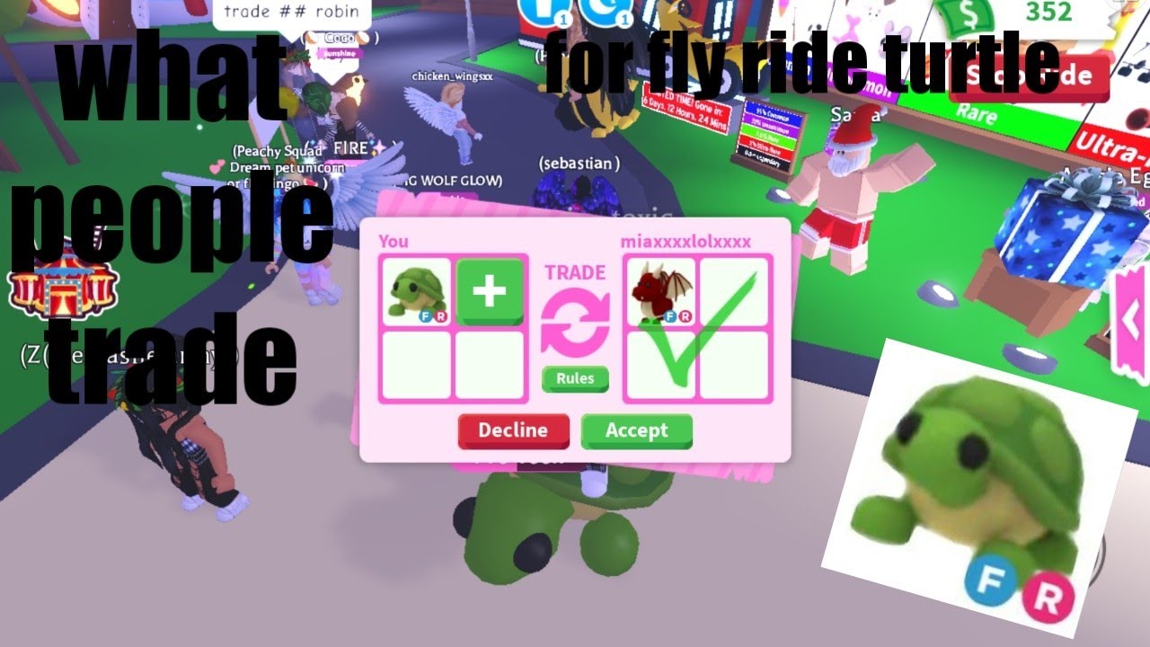 What people trade for my fly ride turtle ( adopy me roblox ) - YouTube