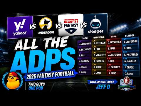 ADP Deep Dive: Where Are the Biggest Differences Yahoo/ESPN/Sleeper/Underdog? #adp #draft #fantasy