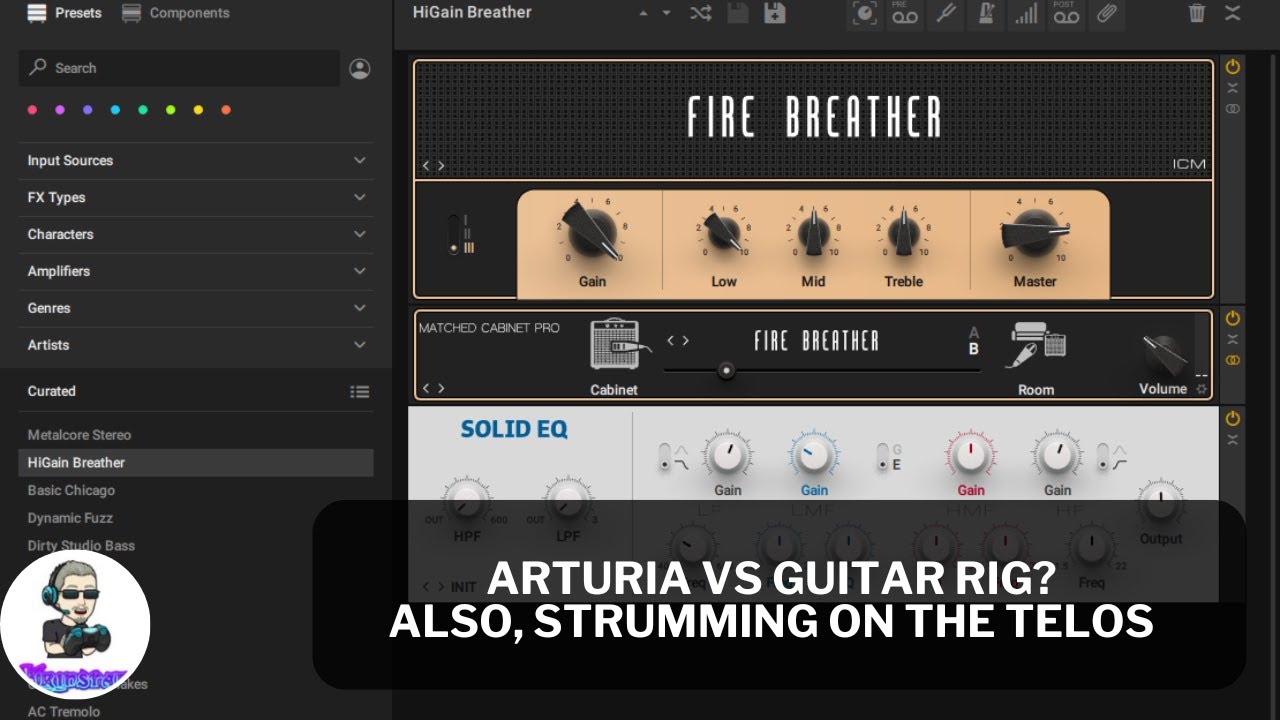 Piping Arturia vst's through guitar rig, and strumming with Telos - YouTube