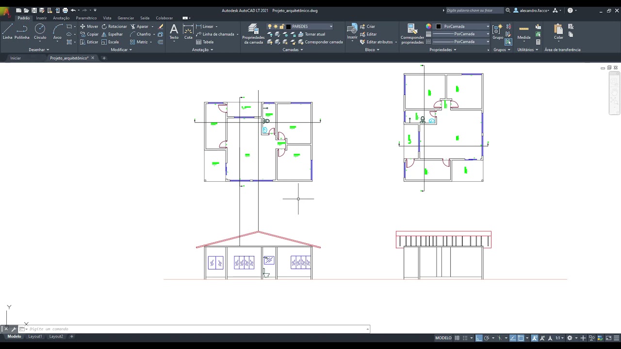 8 Projeto Arquitetônico no AutoCAD - Corte CD - YouTube