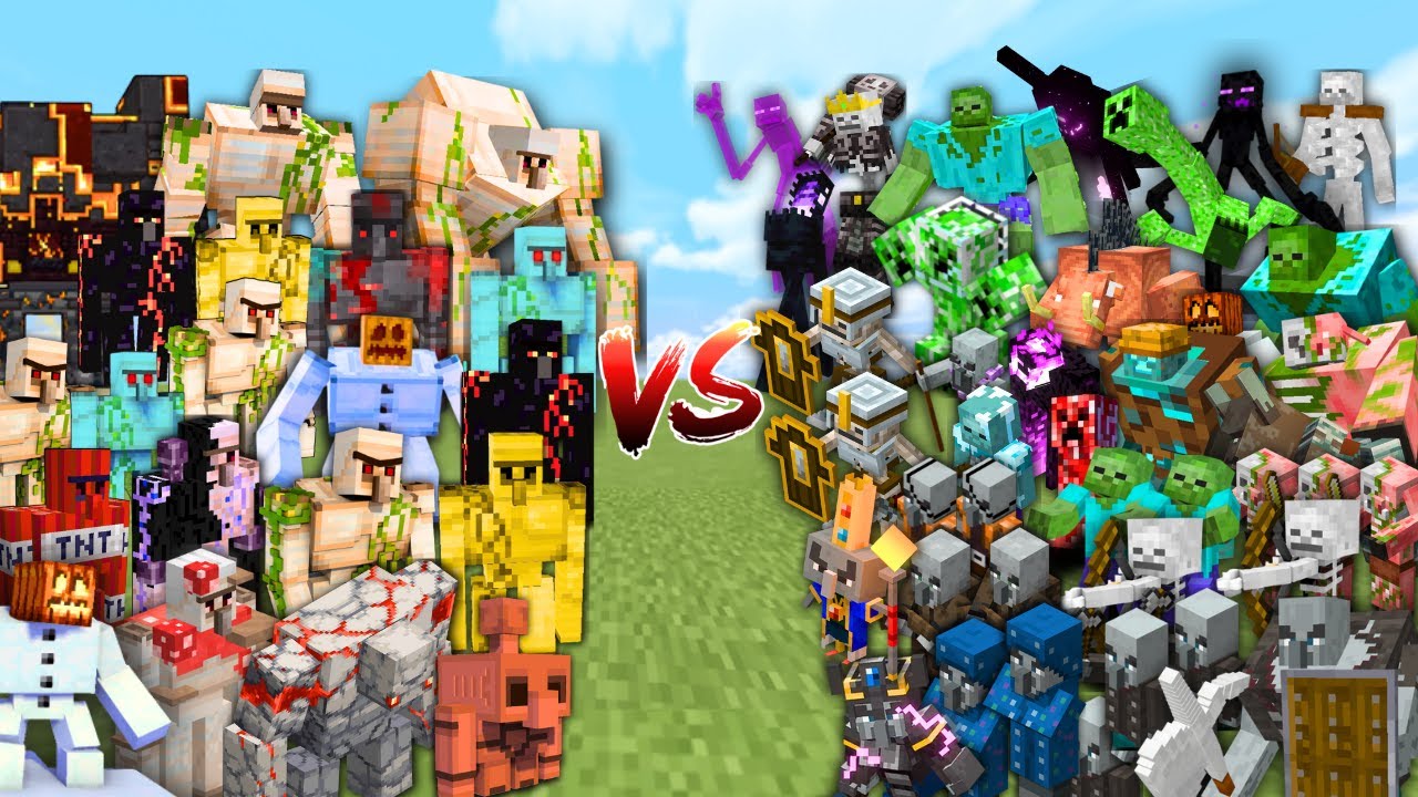 ALL GOLEMS vs ALL MOBS in Minecraft Mob Battle - YouTube
