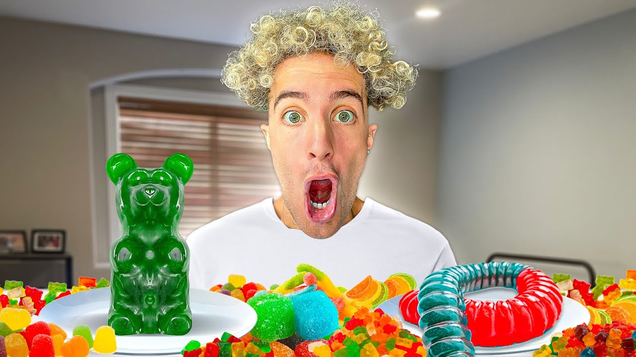Eating GUMMY Food for 24 hours *ASMR* - YouTube