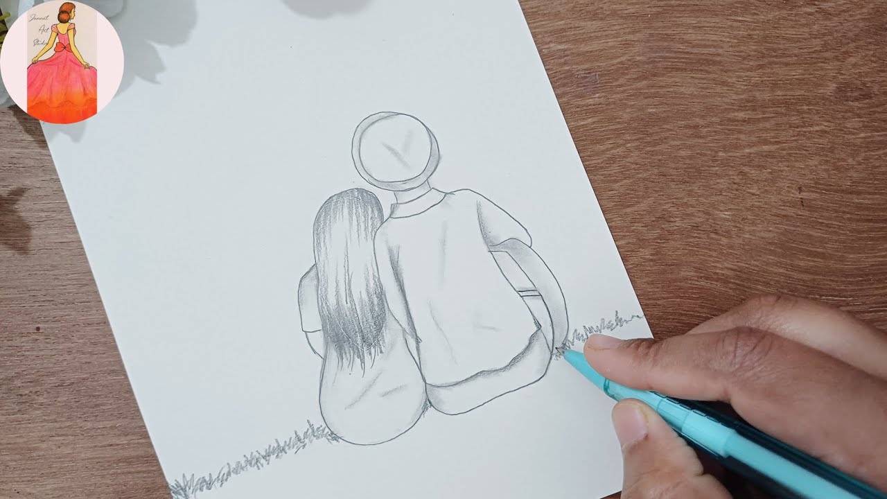 Two couple spending time || How to draw a scenery Two couple spending ...