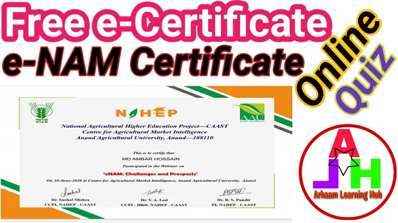 Online Quiz | e-NAM Certificate | OnlineQuizCertificate | Free ...