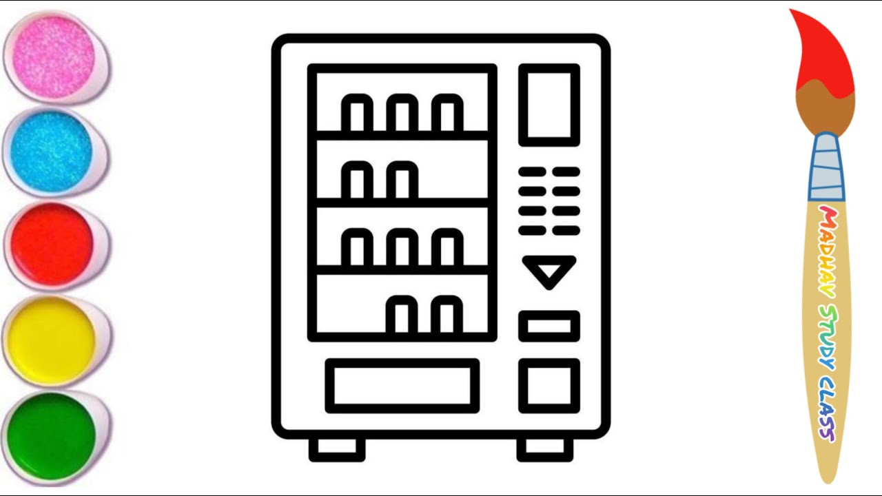 Vending Machine Easy Drawing, Colouring & Painting for Kids, Toddlers ...