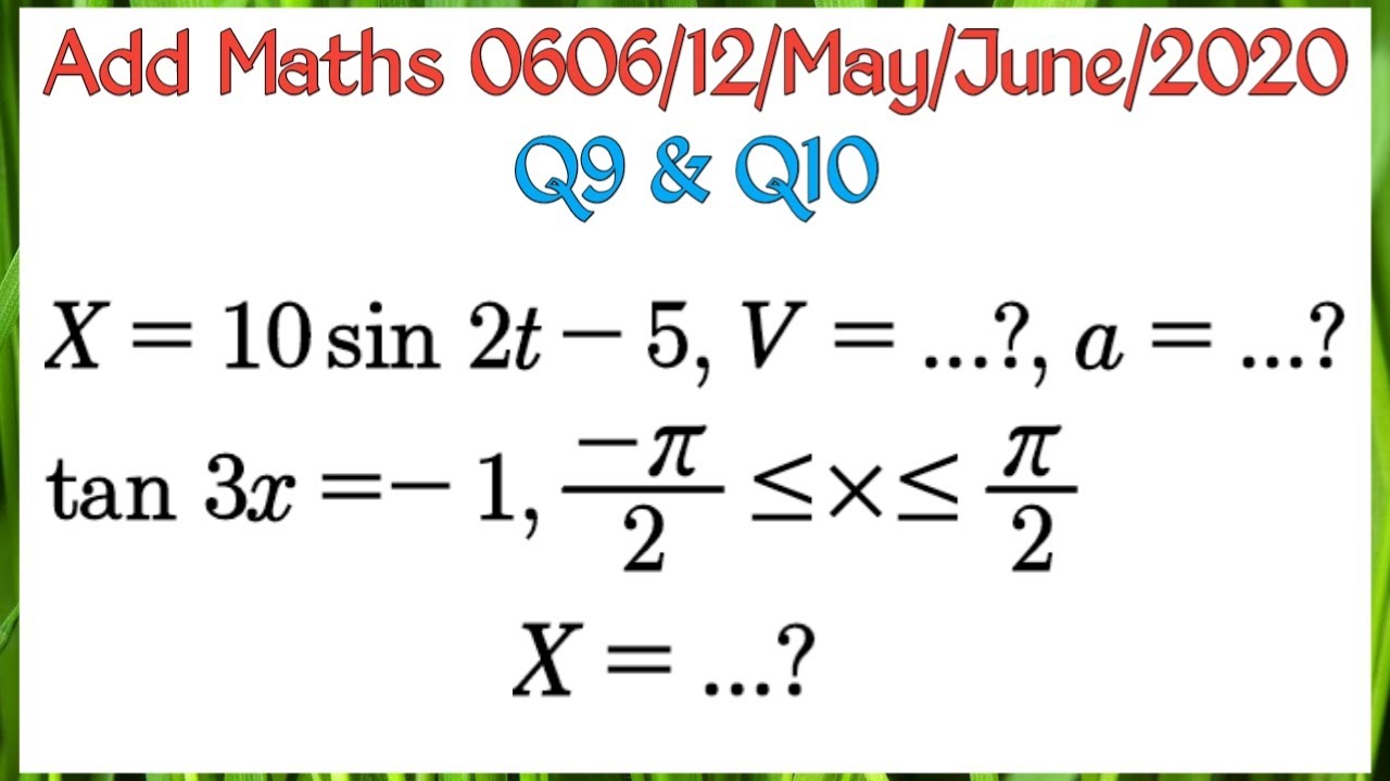 0606/12/May/June/2020| worked solution | IGCSE Add Maths - YouTube