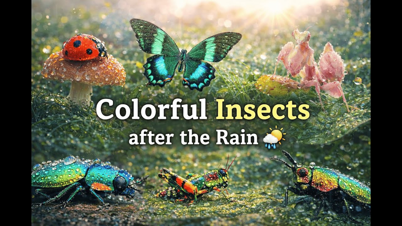 “Colorful Insects in the Rain 🌧️ | Relaxing Nature Documentary Sounds ...
