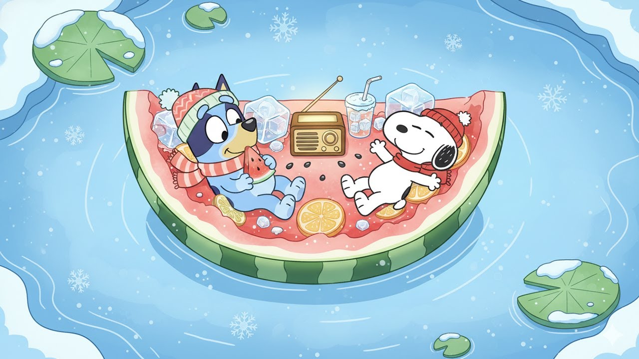 Snoopy & Bluey Winter Float Jazz Lofi🍉 Cozy Snowy Chillhop For Study ...