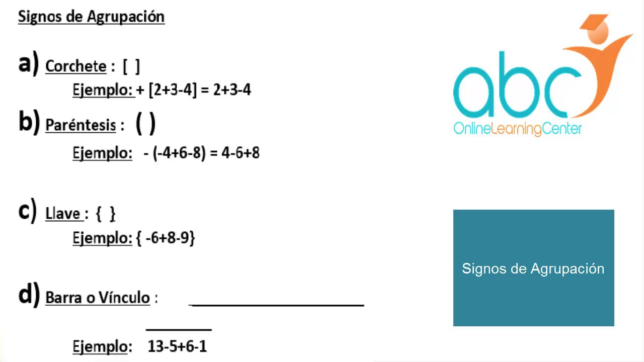 Signos Matemáticos : 3- Signos de Agrupación - YouTube