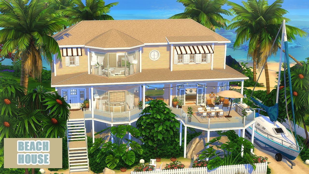 Large Beach House | Island Living | The Sims 4 | No CC | Speed Build ...