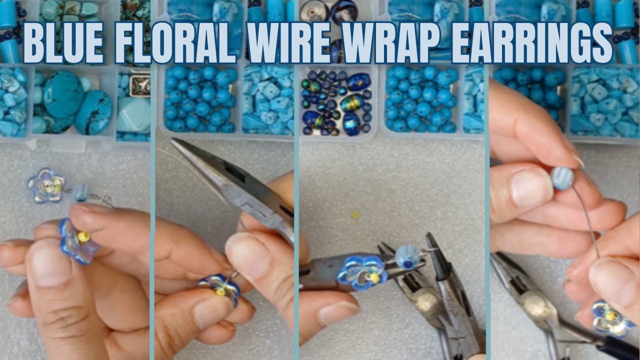 Blue Blue Flower with Central Hole Wire Wrapped Drop Earrings (Quick Earrings Series) - YouTube