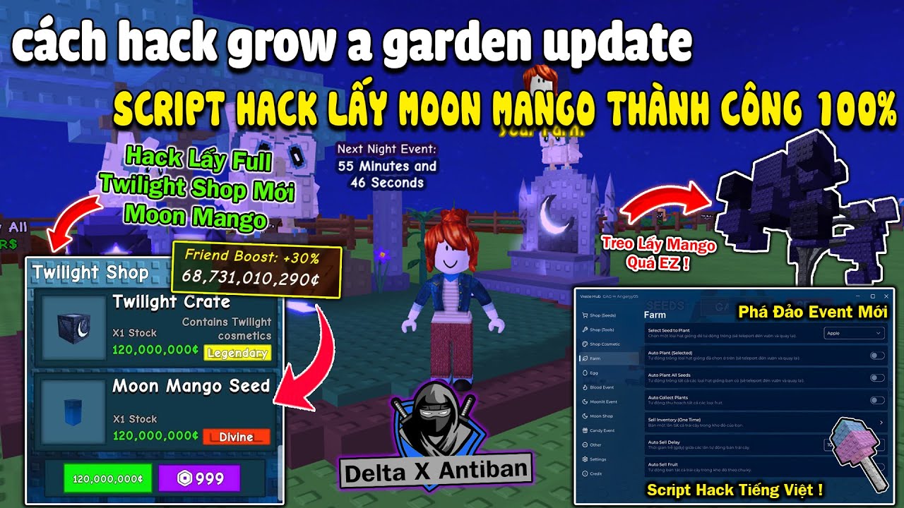 cách hack lấy Moon Mango trong Grow a Garden Update Event Ẩn Mới Thành ...