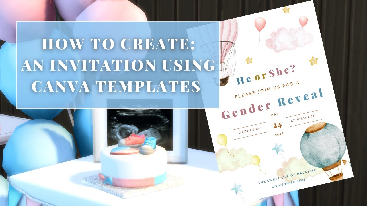 Create an invitation with me for my sims using a Canva template! - YouTube