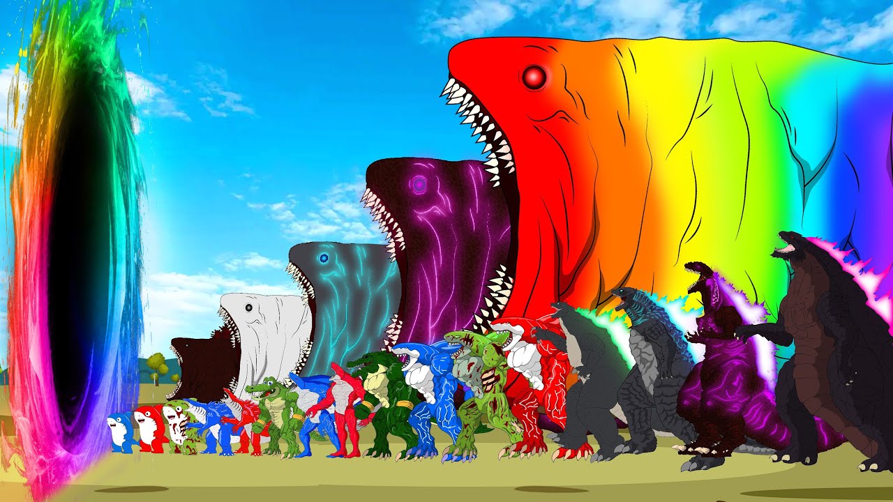 EVOLUTION of BLOOP RAINBOW vs GODZILLA, SHARK, CROCODILE : Monsters ...