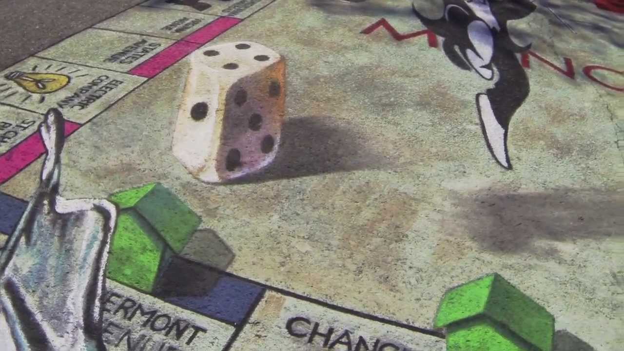 3D Street Painting: Tracy Lee Stum with 3D Monopoly Game - YouTube