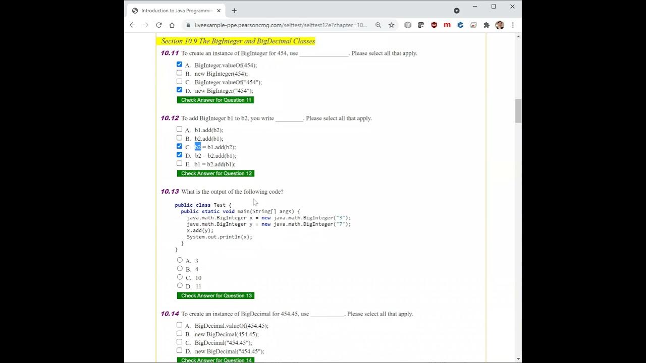 Daniel Liang Java Chapter 10 Multiple Choice Questions - YouTube