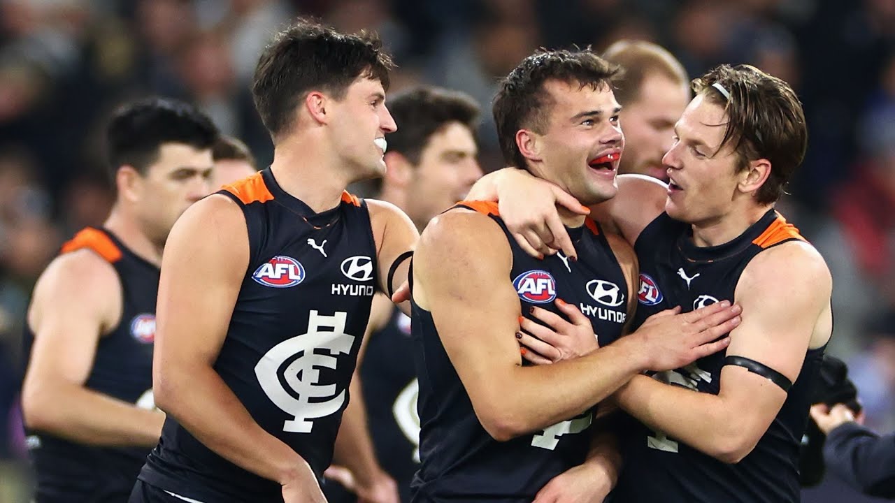 Lachie Cowan kicks his first career AFL Goal - Carlton vs Geelong - AFL ...