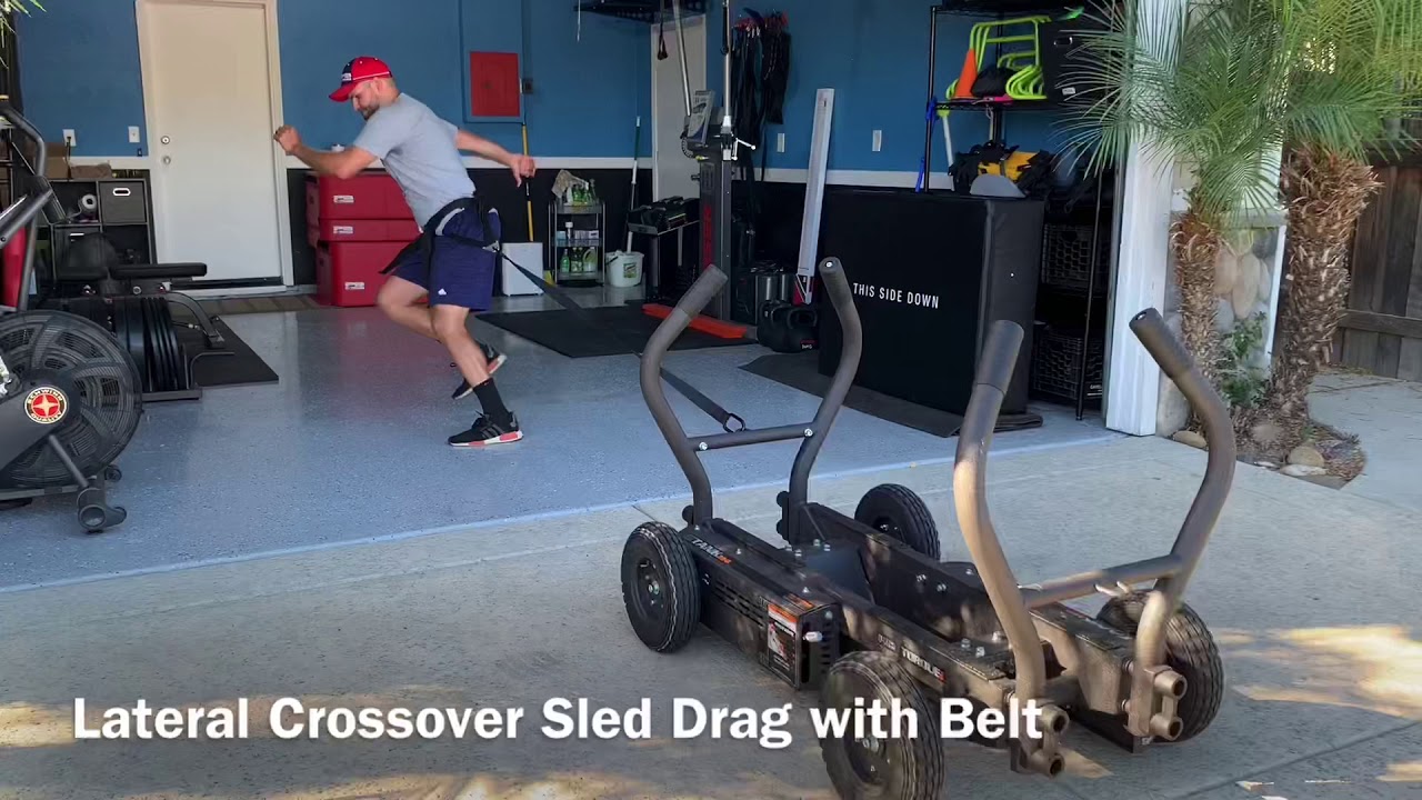 Lateral Crossover Sled Drag with Belt - YouTube
